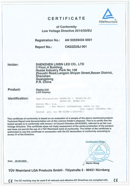 Our Certificates | Videotron LED Screen
